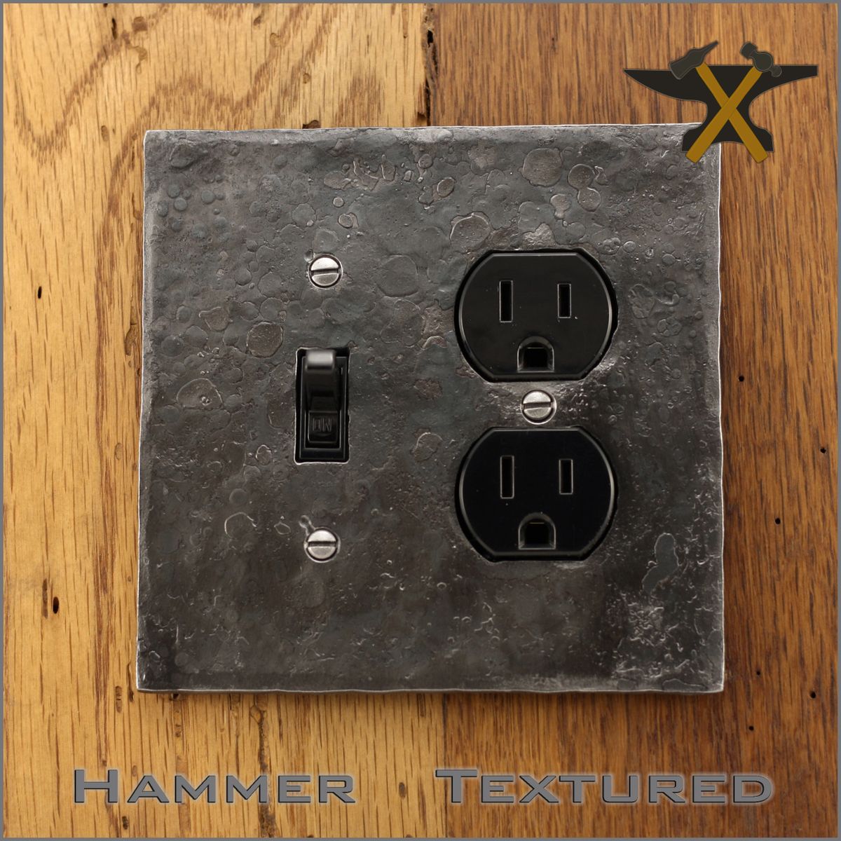 Hammer Textured Double Combo wall plate with openings for Switch/Toggle ...